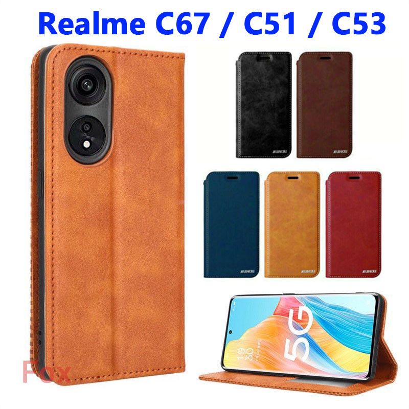 พร้อมส่งในไทย Realme C67 C75 C63 C61 Note60 Note50 เคสฝาพับ ตั้งได้ ล็อคได้ สำหรับ ออโป้ C51 C53 ...