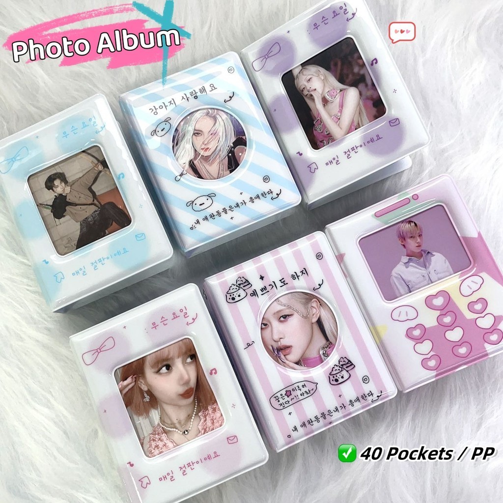 Ins Loving Heart Loose-leaf Card Book 3 นิ้ว Iconic Photo Card Collector Book 40 กระเป๋า Lomo ...