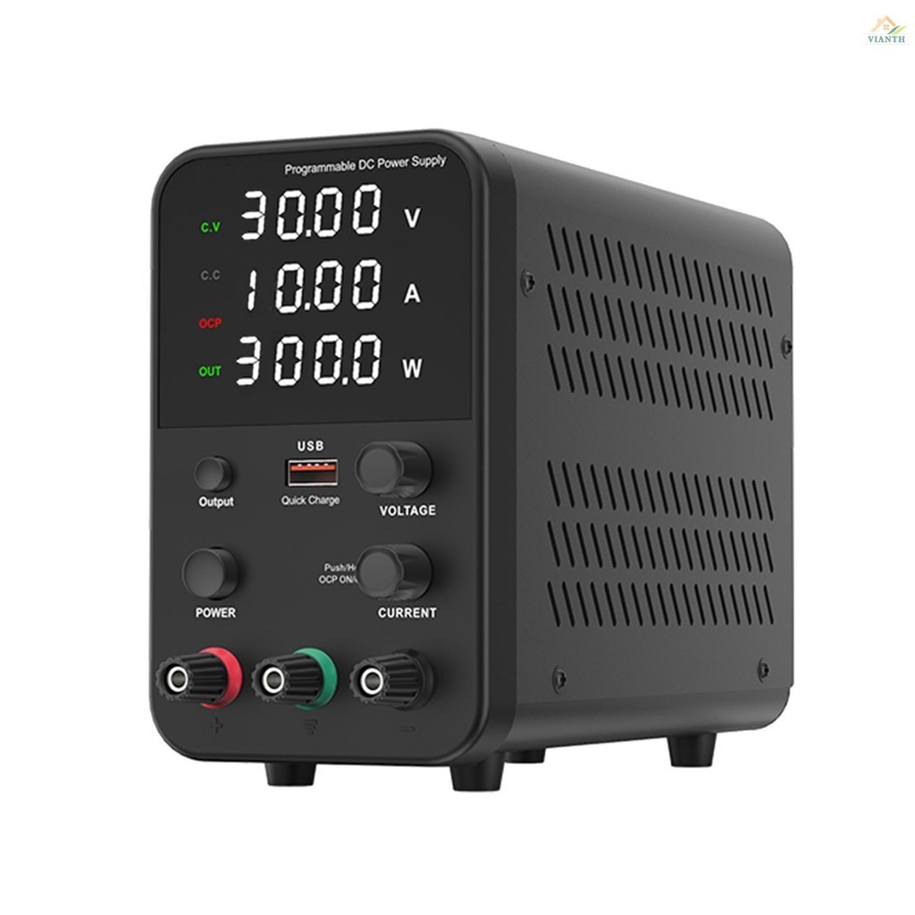 พาวเวอร์ซัพพลาย DC 30V 10A หน้าจอดิจิทัล ปรับได้ พร้อมสวิตช์เอาท์พุต พอร์ตชาร์จ USB สัญญาณเตือน ...