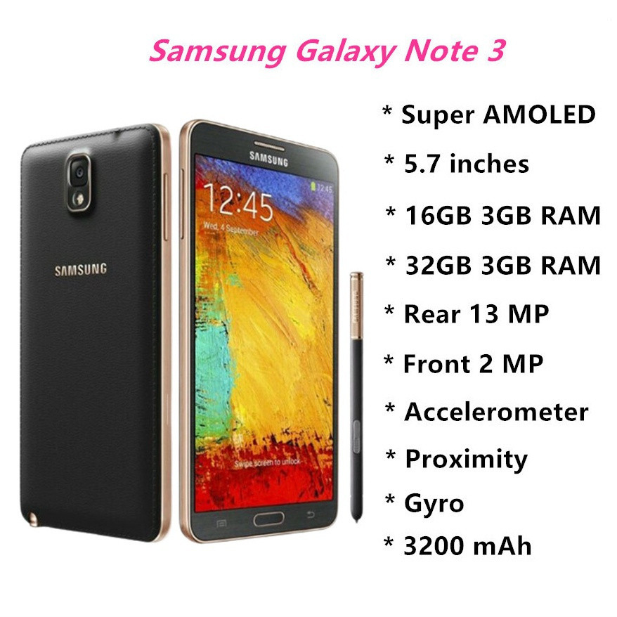 มือถือ Samsung Galaxy Note 3 3GB RAM + ROM 16GB | RAM 3GB + 32GB ROM 5.7 นิ้ว 13MP LTE 4G สมาร์ท ...