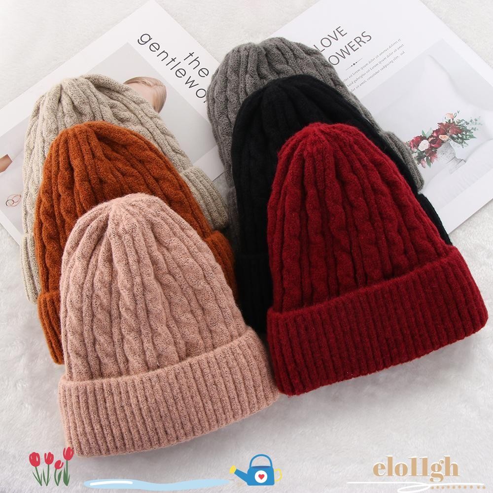 Elo11 หนาขนแกะ Hedging หมวกผู้หญิงผู้ชายนุ่มสีทึบ Slouchy Bonnet ...