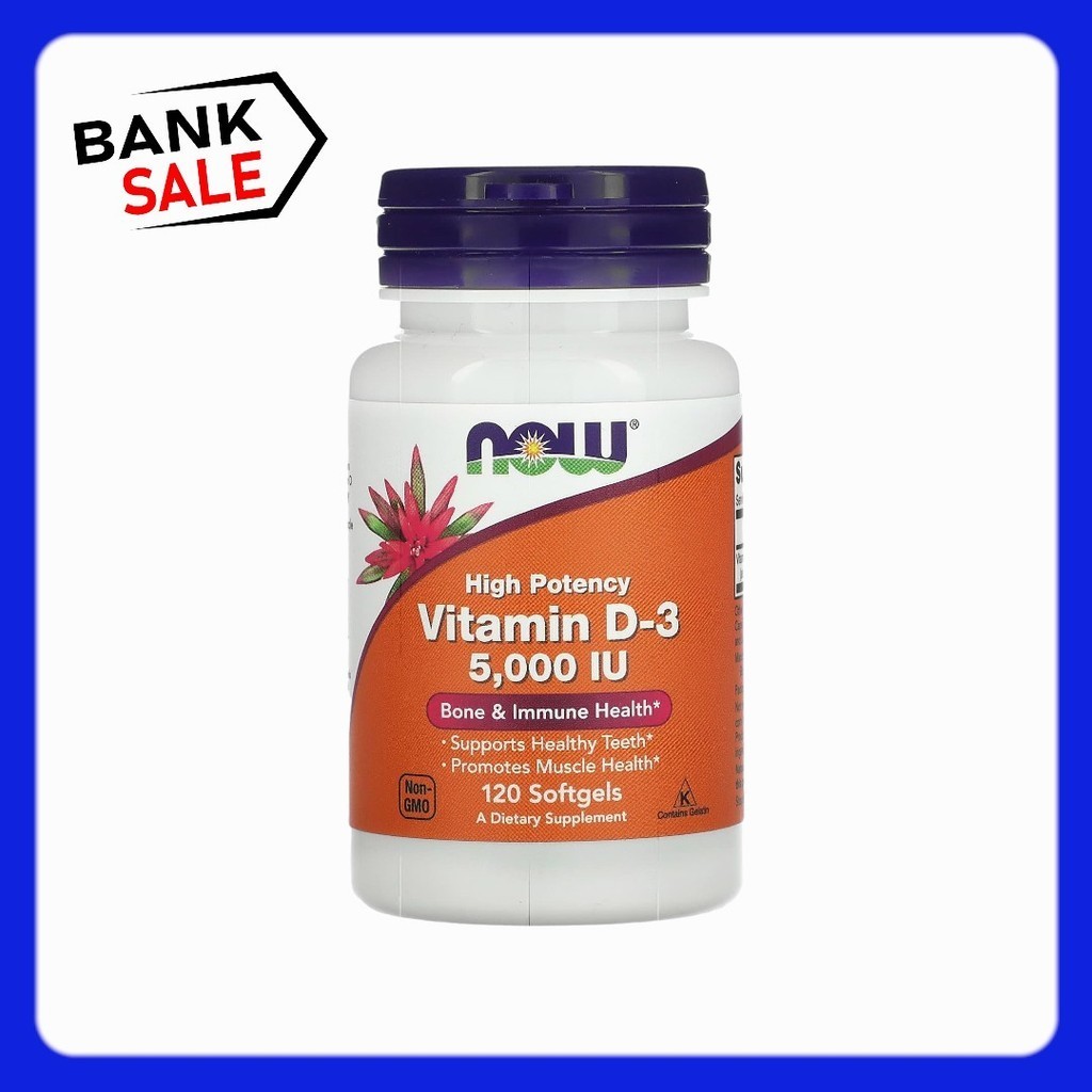 NOW Foods, Vitamin D-3, High Potency, 5,000 IU, 120 Softgels | Shopee Thailand