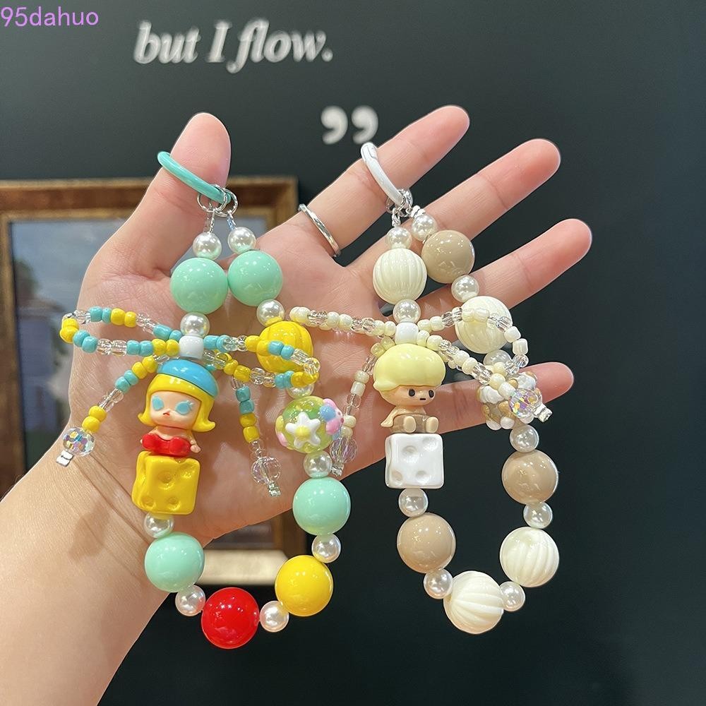 Dahuo ลูกปัด Labubu พวงกุญแจ, ไข่มุกเรซิ่น Crybaby โทรศัพท์ Chain, Creative Bow Candy สี 3D ...