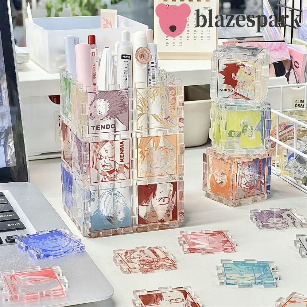 Blazespark Haikyuu ปริศนาอะคริลิค,โปร่งใส Jujutsu Kaisen DIY ปริศนาที่ใส่ปากกา, ที่เก็บ ...