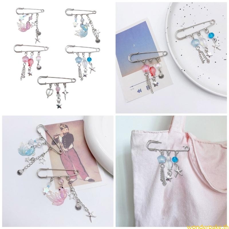 Wonder Fish Star Shells จี้เข็มกลัดเสื้อผ้าแฟชั่น Pin ตกแต่ง Lapel Pin ...