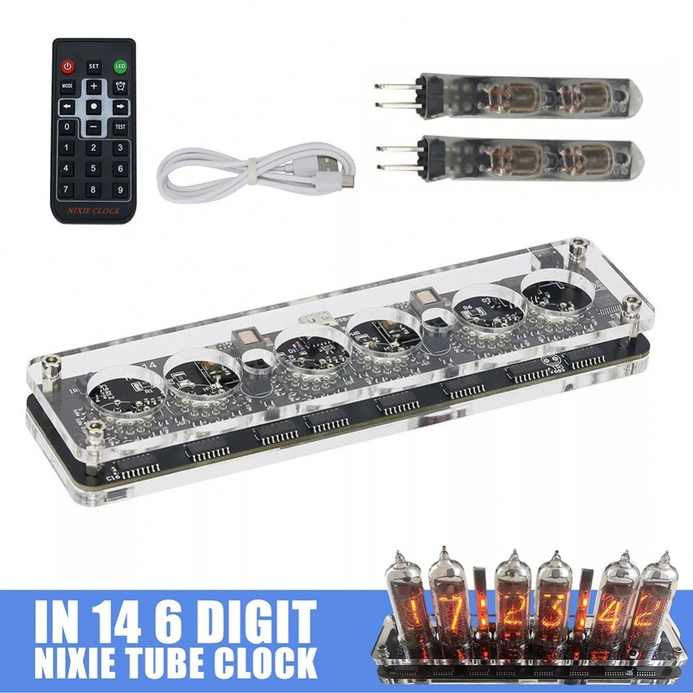 Solder Free IN14 Nixie Tube Clock Kit USB C Powered Digital Alarm ...