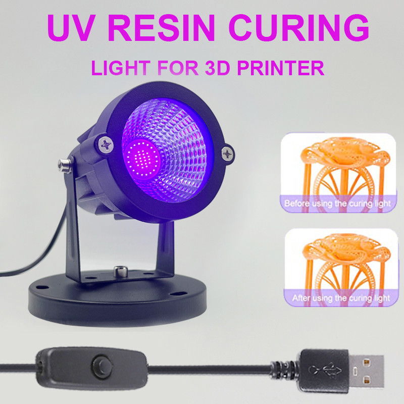 405nm UV Gel Curing Light 10W LED สีดําติดตั้ง 5V พร้อม USB เปิด/ปิดสายสวิทช์สําหรับ UV เรซิ่น ...