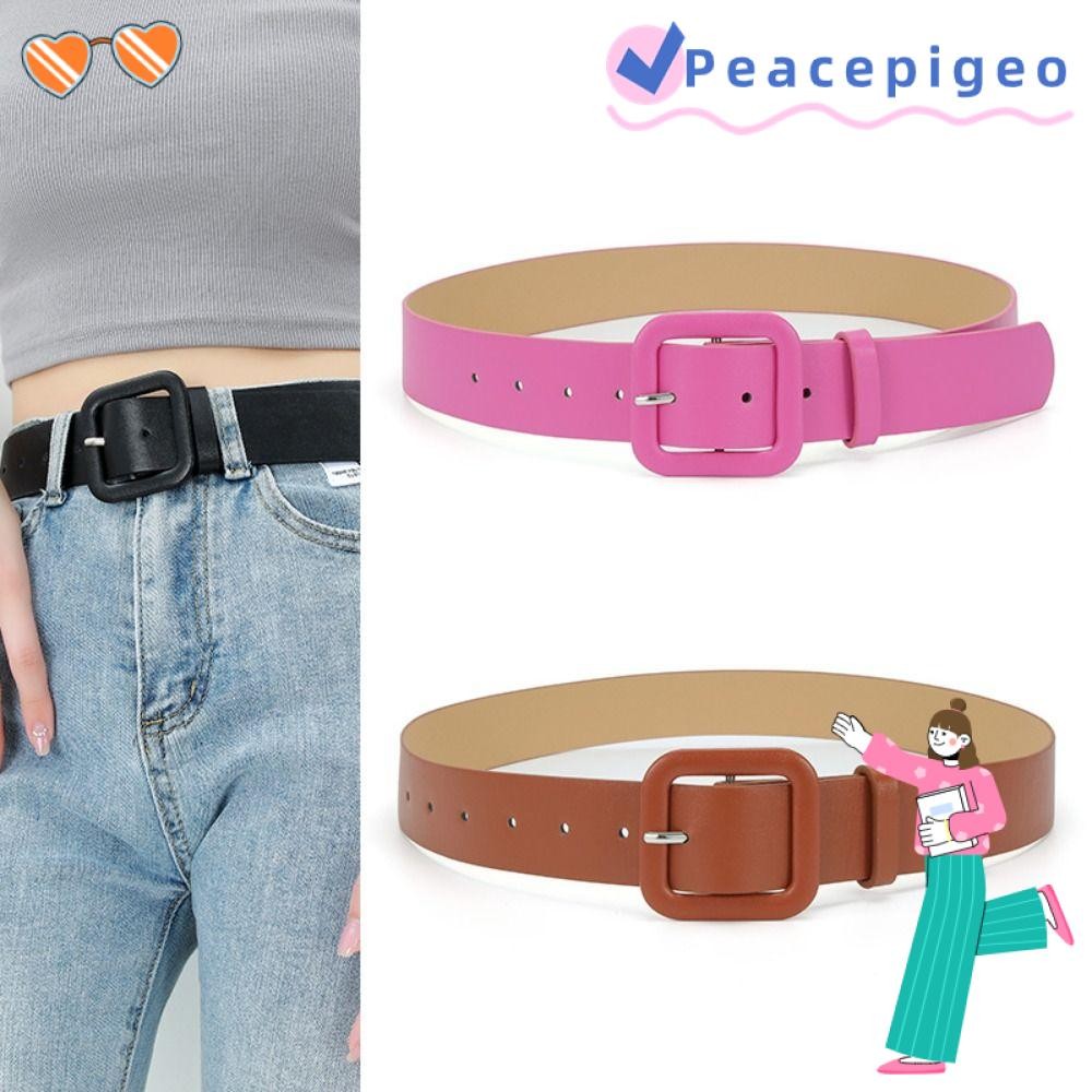 Peacepigeo เข็มขัดหนังแฟชั่นสีลูกกวาดสายเอวบางลําลอง | Shopee Thailand