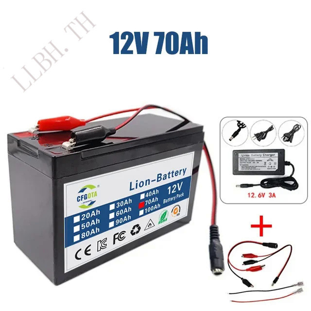 Upgraded 12v 70Ah Li Ion 18650 Battery Electric Vehicle Lithium Battery Pack 9V- 12V 35Ah 120Ah ...