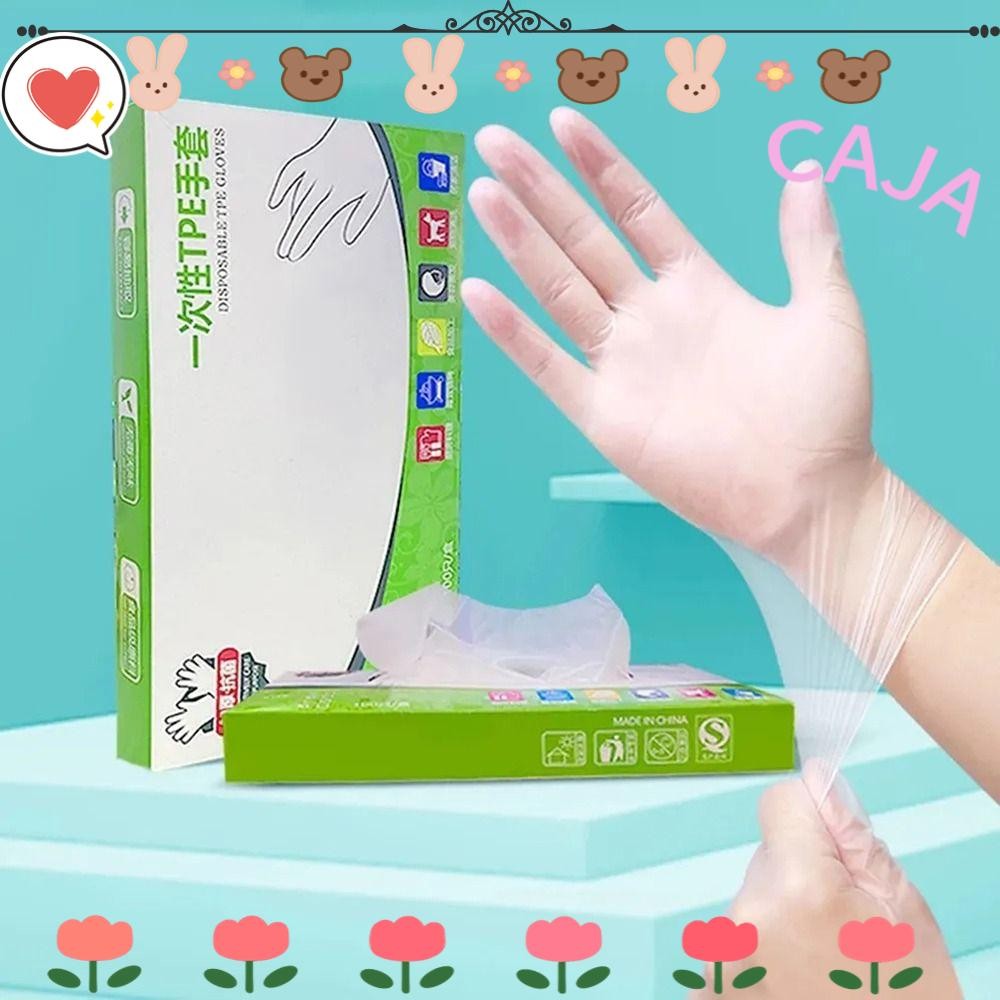 Caja1 ถุงมือทําความสะอาด 100 ชิ้น, ถุงมือแบบใช้แล้วทิ้งเกรดอาหาร TPE ...