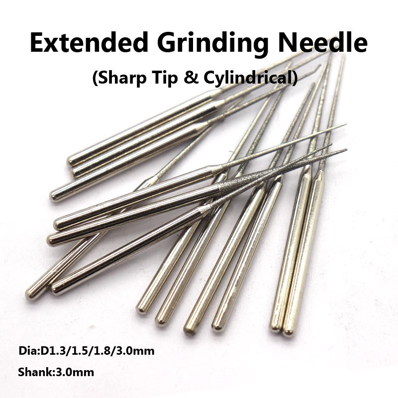 5PCS Shank3.0mm Emery ขยายบดเข็มหัว Sharp tip & กระบอกเพชรขยายเข็ม Dia1 ...