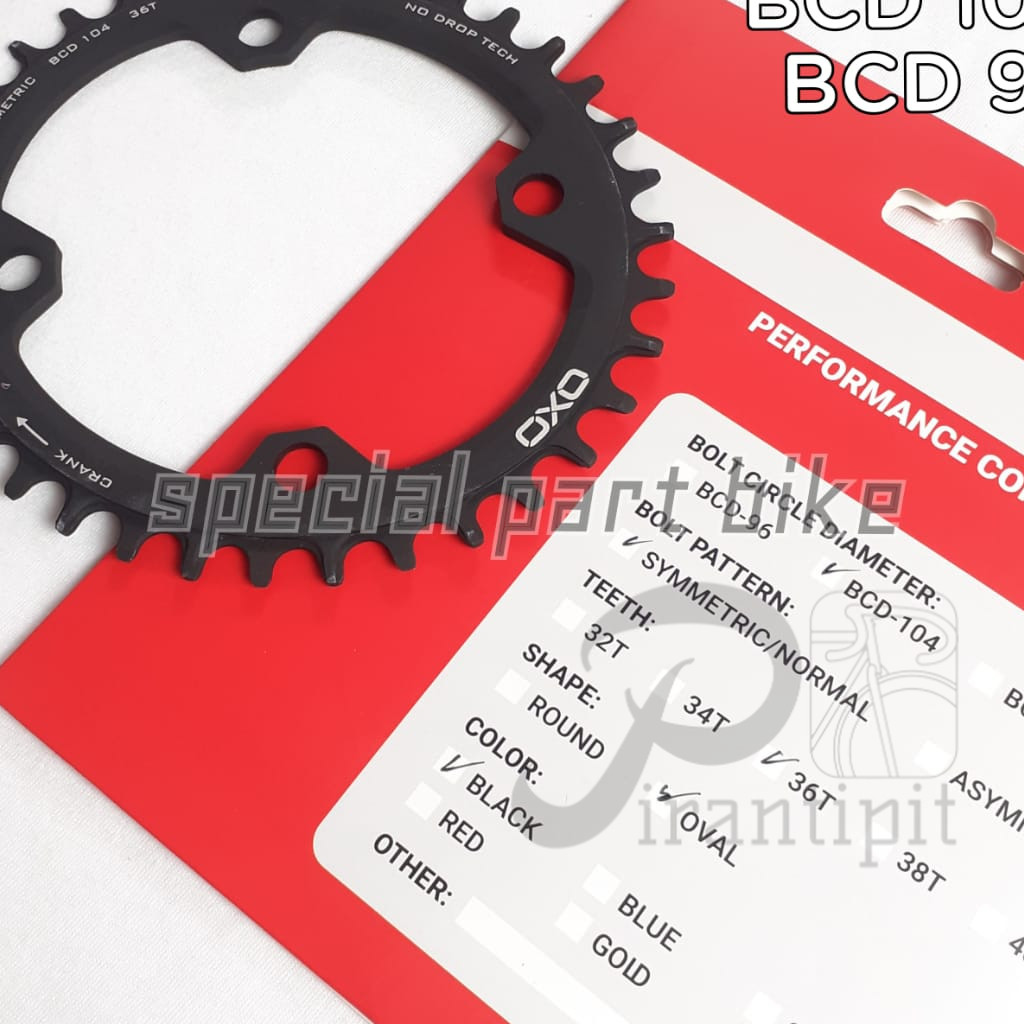 Chainring OVAL ALLOY OXO BCD 104 BCD 96 รอบโลหะผสม/โซ่ OXO 36T 38T 104BCD รอบแคบกว้าง BCD 104 ...
