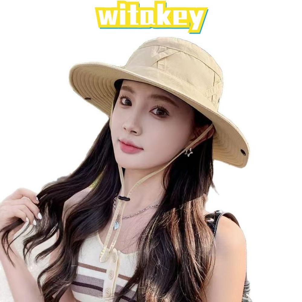 Witakey หมวกบักเก็ต, หมวกตกปลาตาข่ายป้องกันรังสียูวี, หมวก กระบังหน้าแบบปรับได้ระบายอากาศได้แบบ ...