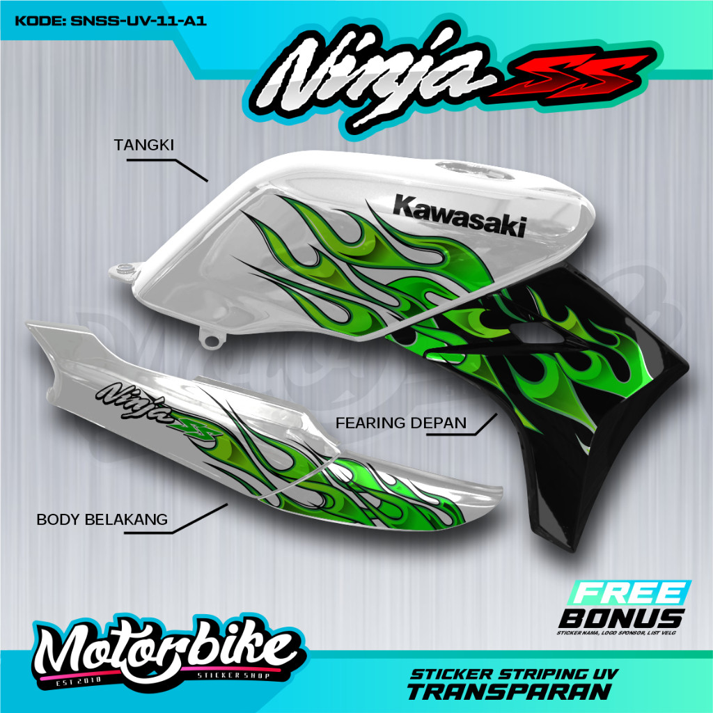 Ninja SS FIRE API TRANSPARKENT STRIPING - สติ๊กเกอร์ NINJA SS ...