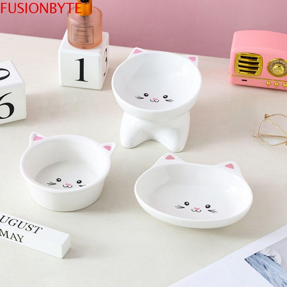 Fusionbyte ชามแมว, เซรามิคสัตว์เลี้ยงน่ารักชามเท้าสูง, เครื่องจ่ายอาหาร Creative Anti Tipping ...