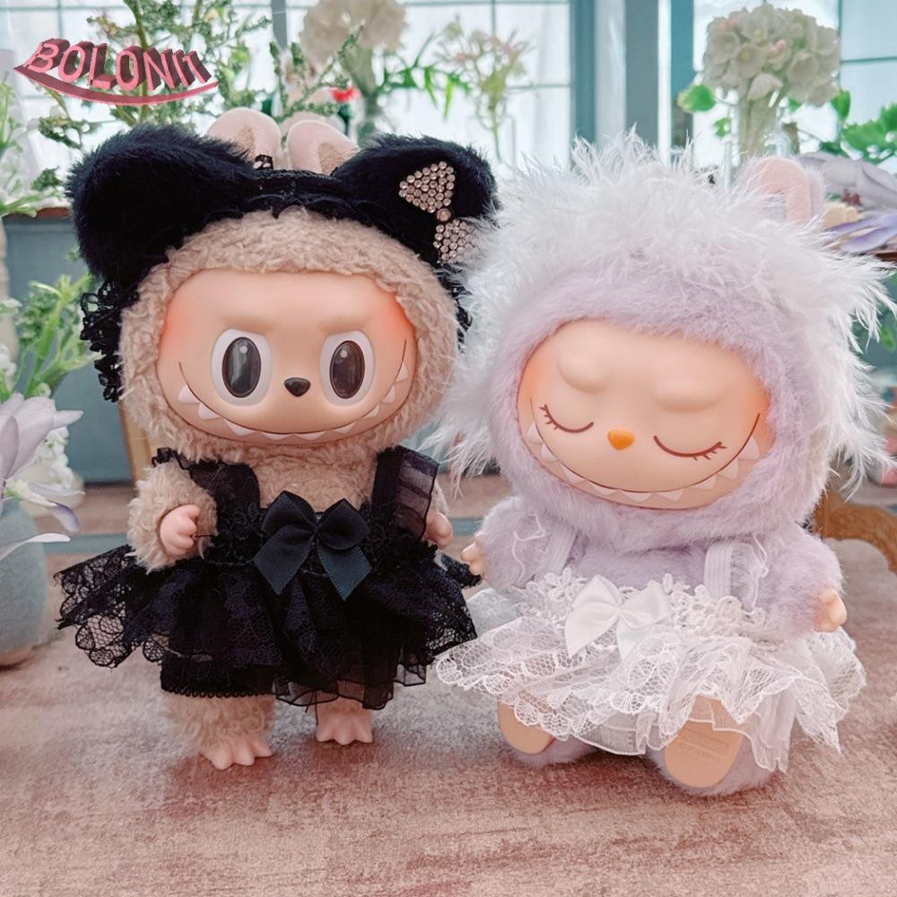 Bo 17 ซม. Labubu ตุ๊กตาเสื้อผ้า, หูแมว Angel Wings Labubu ตุ๊กตาชุด ...