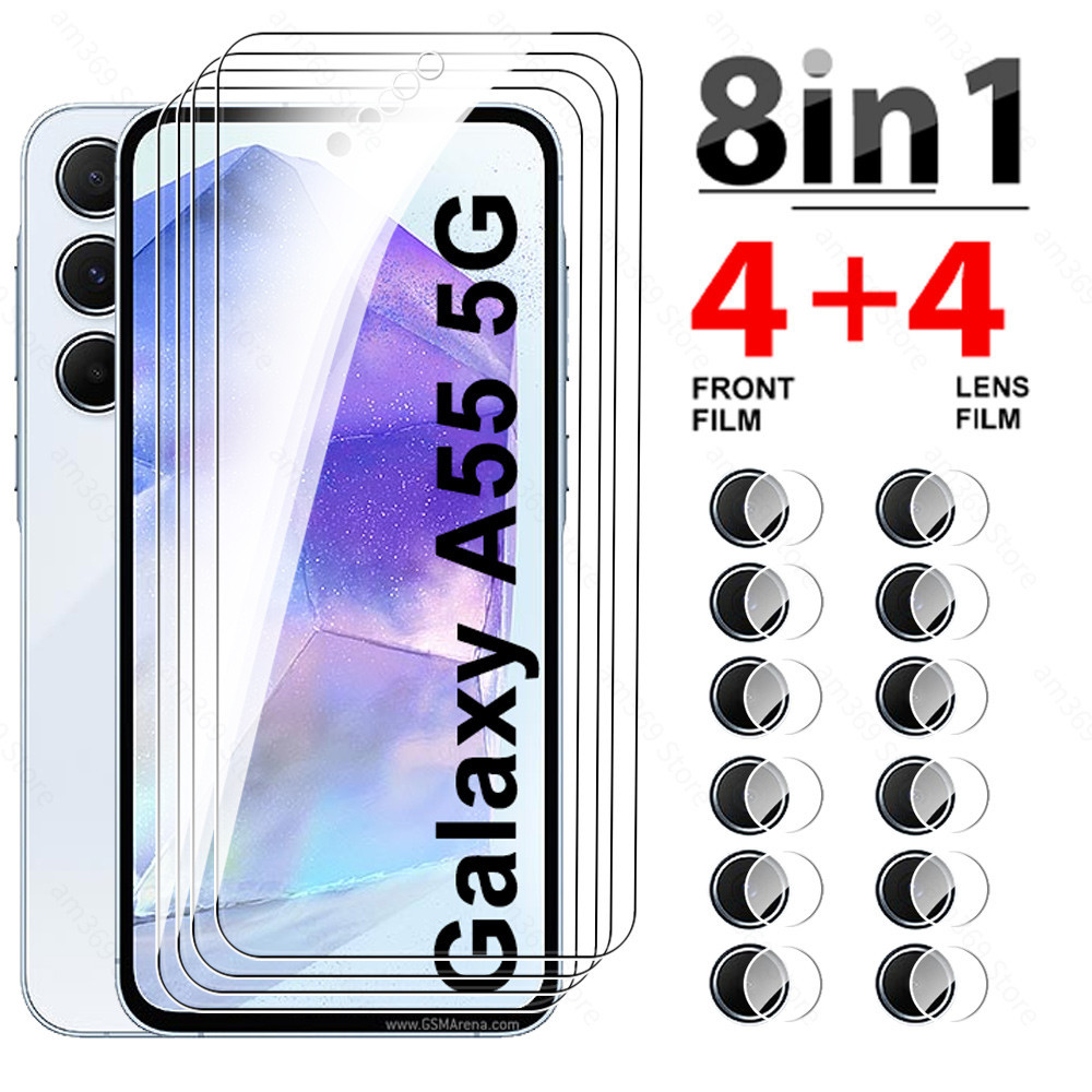 8in1 กระจกนิรภัยกันรอยหน้าจอ เลนส์กล้อง สําหรับ Samsung Galaxy A55 5G ...