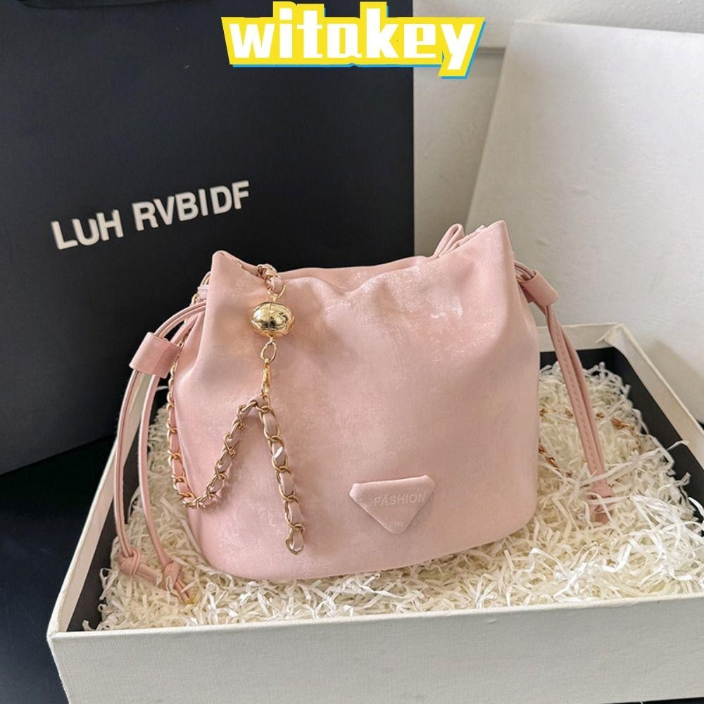 Witakey กระเป๋าสะพายไหล่ ทรงบักเก็ต หนัง PU คุณภาพสูง แฟชั่นสําหรับสตรี | Shopee Thailand