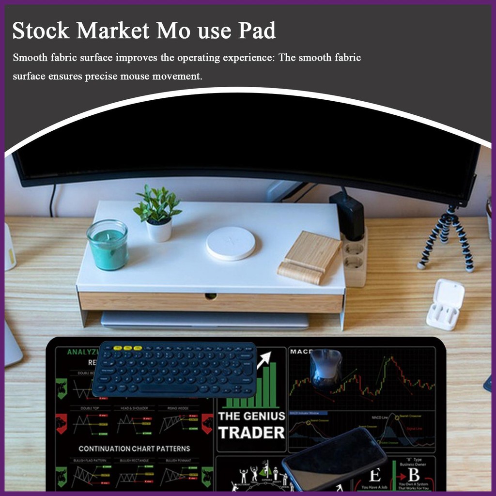 Stock Trading Desk Mat Large Trader Market Keyboard Pad 11.8x31.5 นิ้ว ...