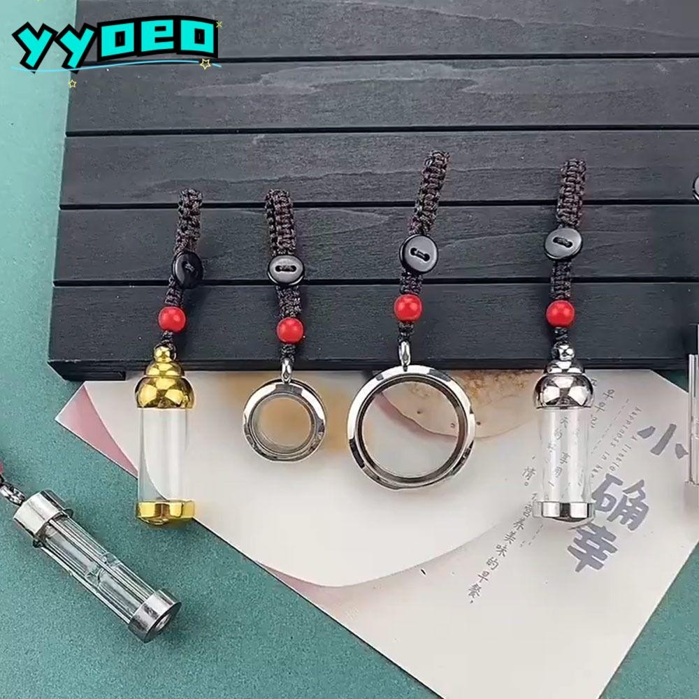 Yyoeo Wishing Bottle Pendant, กระบอกสแตนเลสรอบแก้ว Vial พวงกุญแจ, Creative สําหรับ Ash Sand เปิด ...