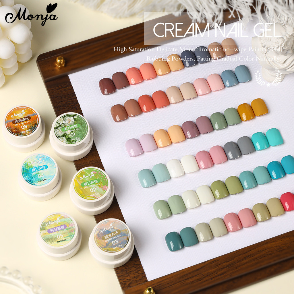 Monja 5 ชิ้น/เซ็ตเล็บ UV เจล Pure Creamy Seasonsสี สียาทาเล็บภาพวาดวาด ...