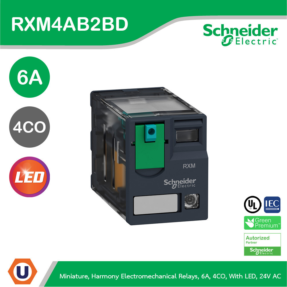 Schneider RXM4AB2BD รีเลย์ แบบ 4 คอนแทคใช้กับไฟ 24 VDC ทนกระแส 6 แอมป์ ...