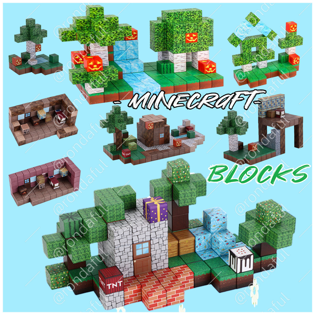 บล็อกตัวต่อแม่เหล็ก รูป Minecraft ขนาด 2 ซม. ของเล่นเสริมการเรียนรู้ ...