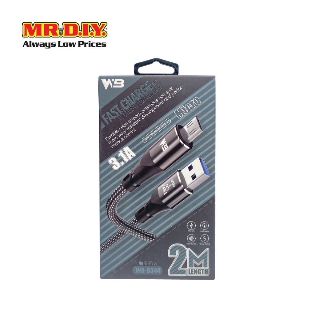 WB สายชาร์จเเละเชื่อมต่อข้อมูล Micro USB ชาร์จเร็ว รุ่น WB-B344 ยาว 2 ...