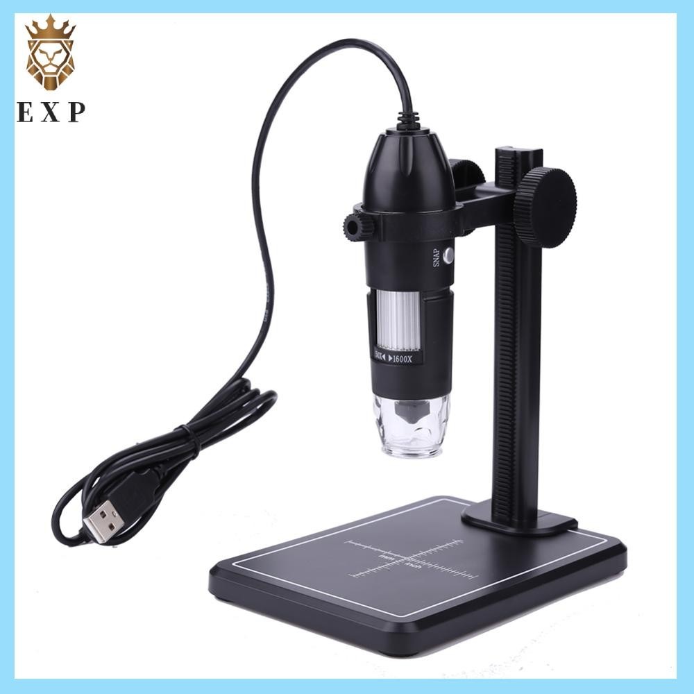 [explosion1.th] กล้องจุลทรรศน์ดิจิทัล USB 1600X พร้อมไฟ LED 8 ดวง และขาตั้งยก 2MP HD สําหรับ ...
