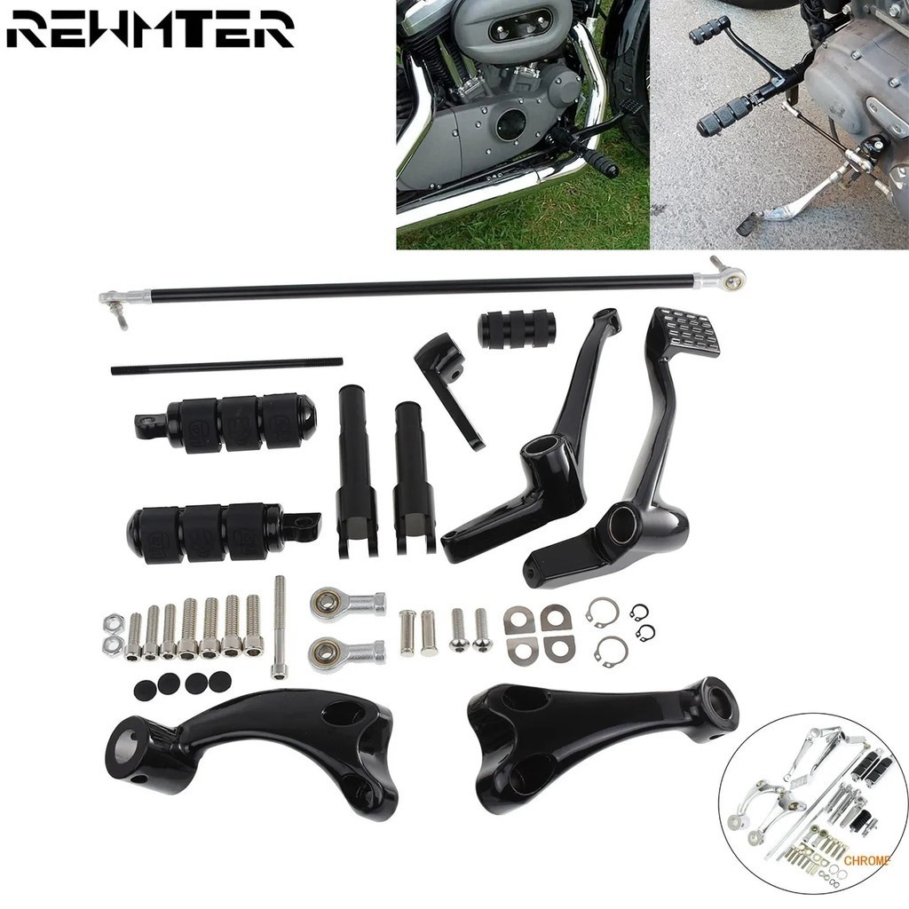 RW Motorcycle Forward Controls Complete Kit Pegs Levers Linkages Black ...