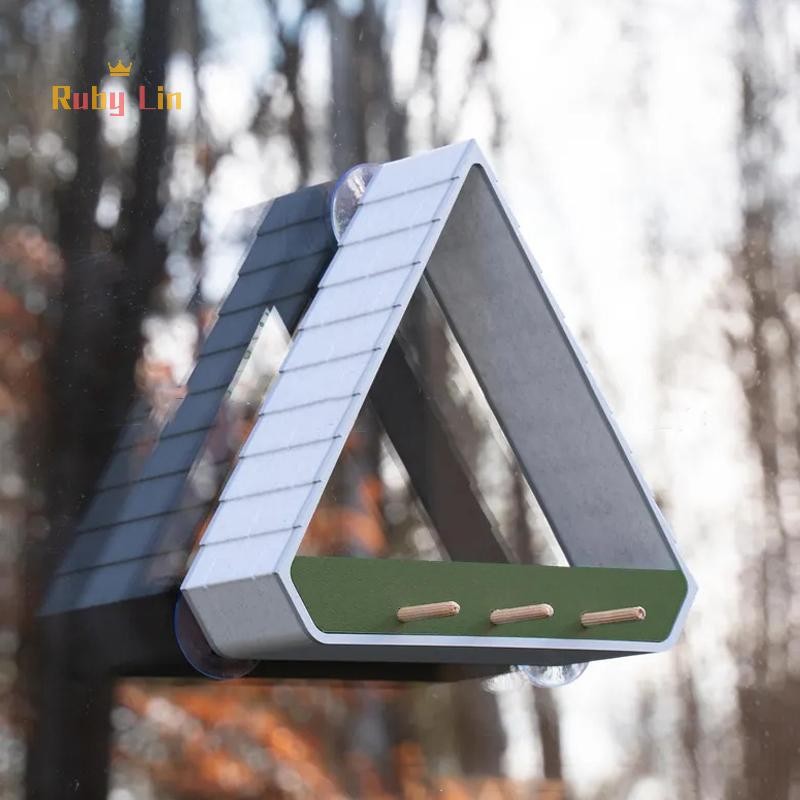 Ruby Lin Window Bird Feeder รีฟิลถาดเลื่อนสามเหลี่ยมนกภาชนะบรรจุอาหาร ...