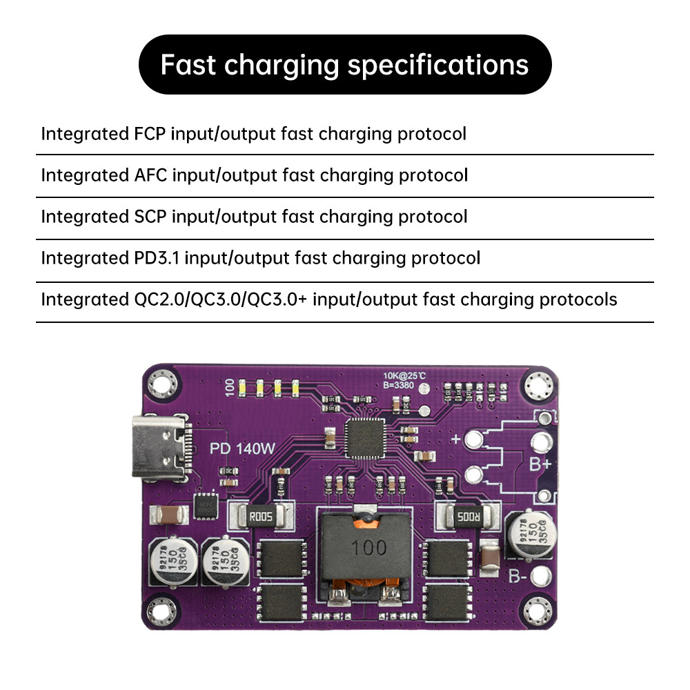 Pcbfun PD3.1 140W High Power Fast Charger โมดูล 3S 4S 5S 6S อินเทอร์เฟซ Type-C Li-ion แบตเตอรี่ ...