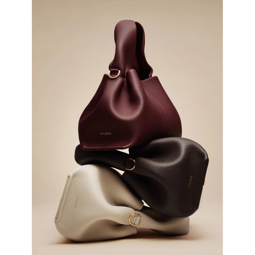 คลังสินค้าพร้อม polene Cloud Bag Number Nine Lychee Grain Cowhide ...