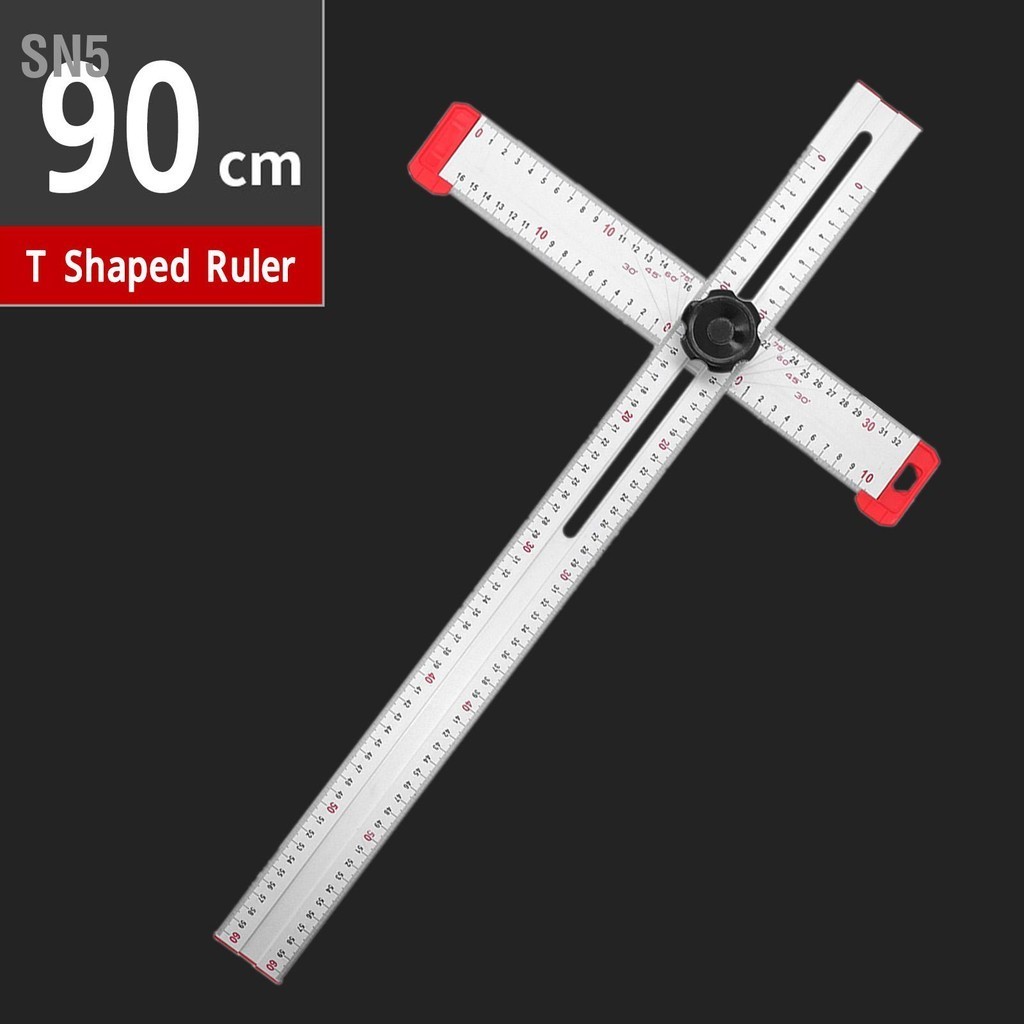 SN5 งานไม้ T Square 2 in 1 มุม Scribing ไม้บรรทัด 0 ถึง 180 องศาวัด 90 ซม.ช่วงเครื่องหมายไม้ ...