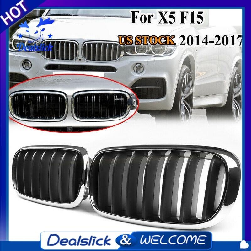 【Dealslick】กระจังหน้ารถยนต์ โครเมี่ยม สีดํา สําหรับ BMW X5 X6 F15 F16 ...