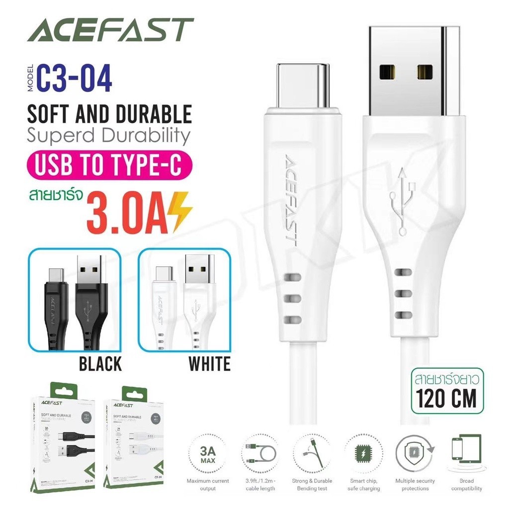ACEFAST รุ่น C3-04 สายชาร์จ ไทป์ซี ชาร์จเร็ว 3A Max ยาว 1.2 เมตร ...