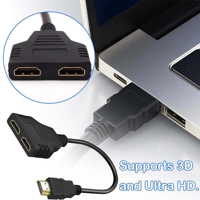 1ออก2จอ Y-HDMI Splitter Cable 1080p สายแปลง เอชดีเอ็มไอ Hd Splitter ...