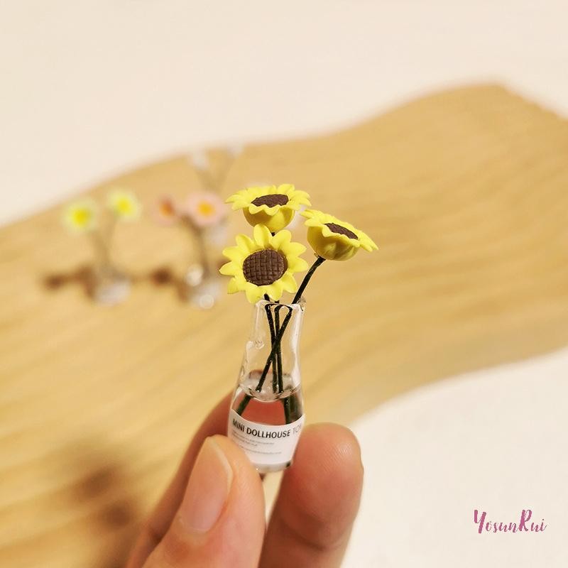 โยซันรุย] 1:12/1:6ตุ๊กตาจิ๋วแจกันดอกไม้เครื่องประดับมินิดอกทานตะวันดอก ...