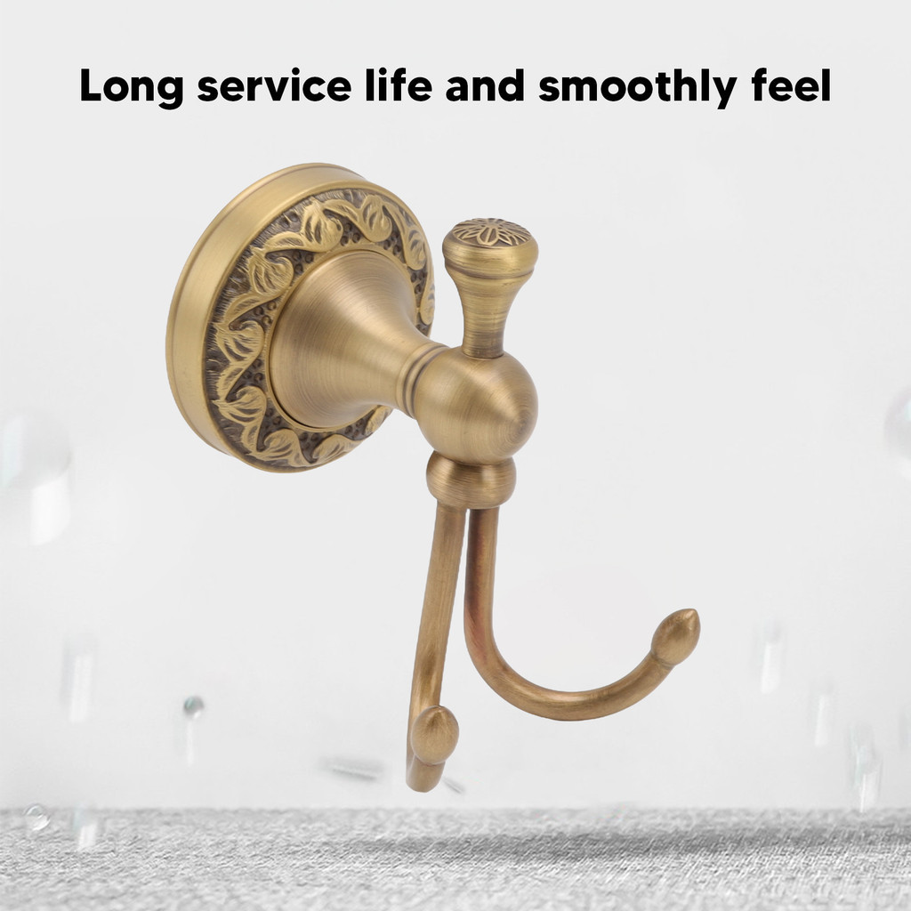 Daily Use Robe Hook ทองเหลืองสแตนเลส Retro Delicate Wall Mount Double ...