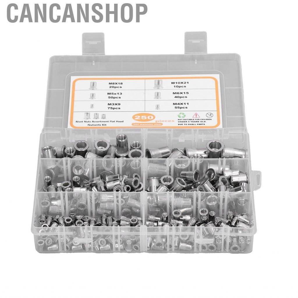 Cancanshop 250PCS M3 M4 M5 M6 M8 M10 Rivet Nut 304 Stainless Steel Flat ...