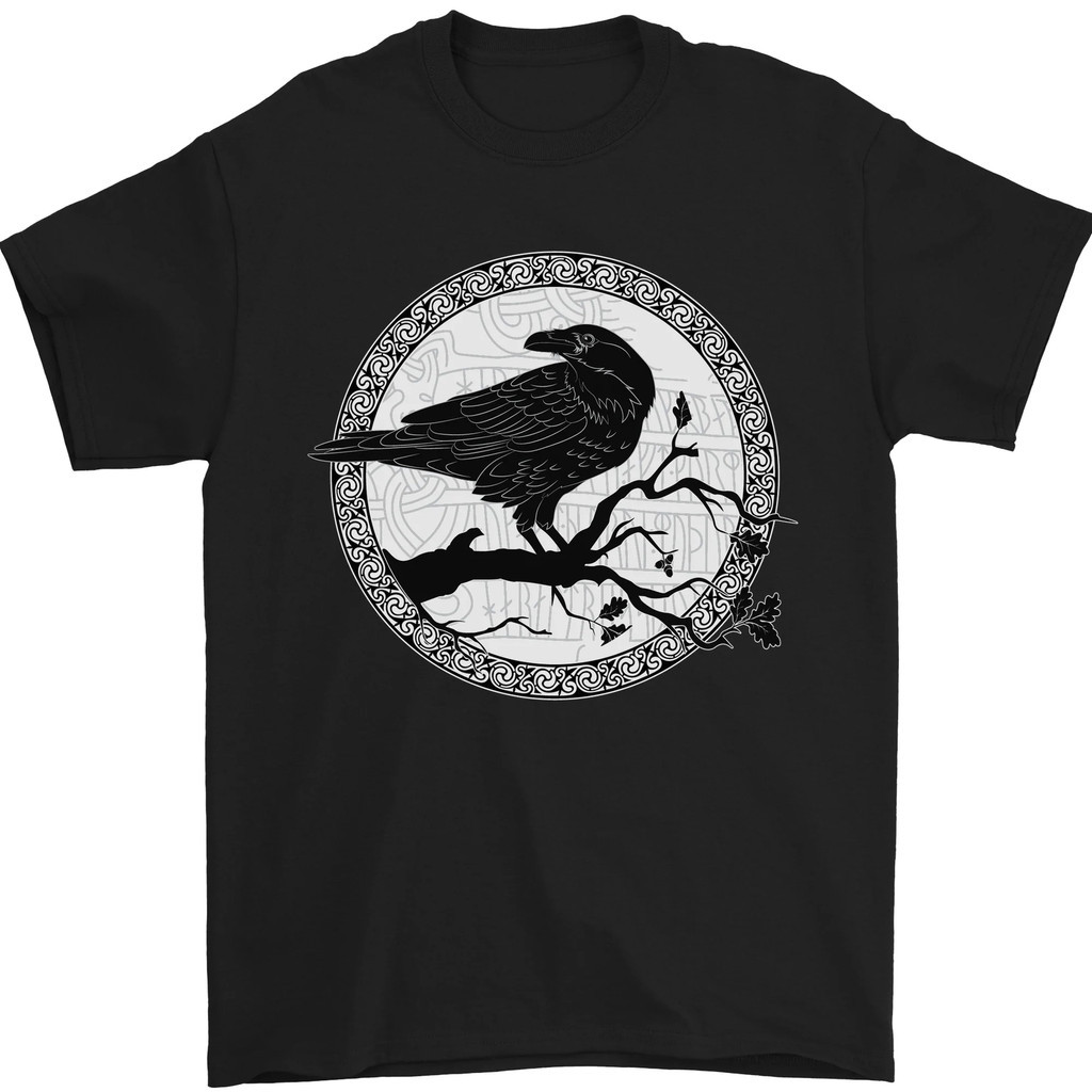 Viking Crow Celtic Norse Valhalla Odin Thor เสื ้ อยืดบุรุษผ ้ าฝ ้ าย ...