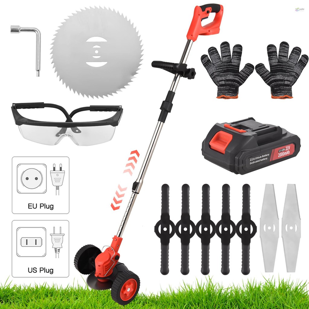 แบตเตอรี่ดําเนินการวัชพืช Wacker พร้อมล้อ Stringless Weed Wacker 3 ...