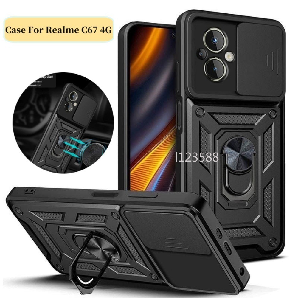 เคสโทรศัพท์มือถือ กันกระแทก พร้อมแหวนขาตั้ง สําหรับ Realme C67 C 67 ...