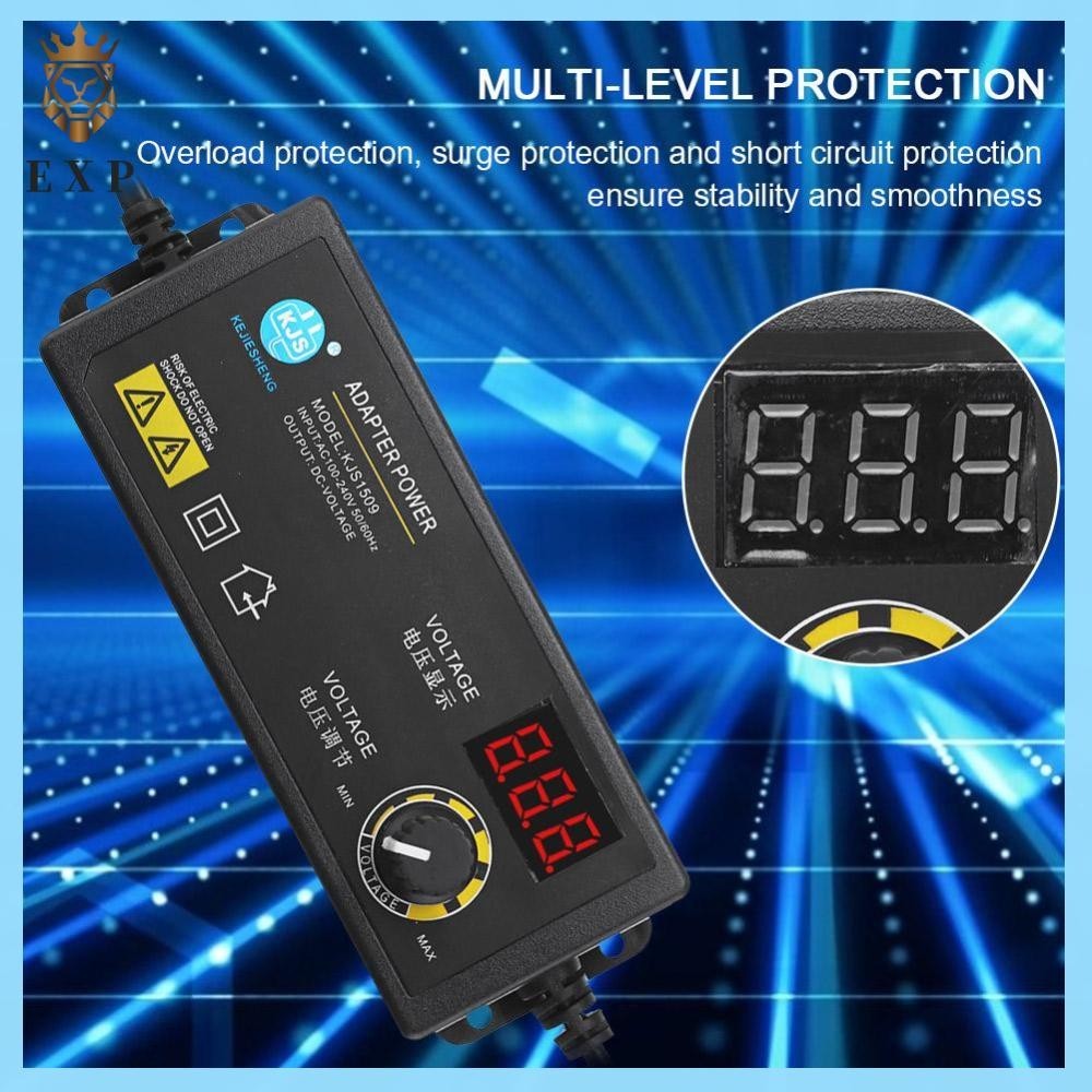 [explosion1.th] อะแดปเตอร์พาวเวอร์แรงดันไฟฟ้า 3-36V 60W ปรับได้ พร้อมหน้าจอแสดงผล ปลั๊ก US ...