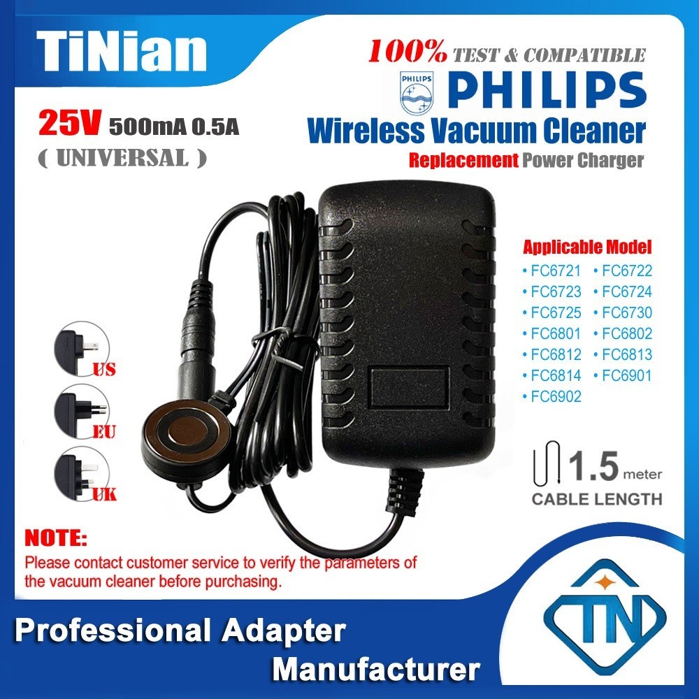 25V 500mA 0.5A AC / DC อะแดปเตอร์ชาร์จสำหรับ Philips FC6802 FC6812 ...