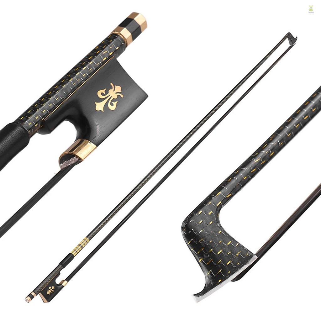 4/4 ไวโอลิน Fiddle Bow Well Balanced Golden Braided คาร์บอนไฟเบอร์รอบ ...