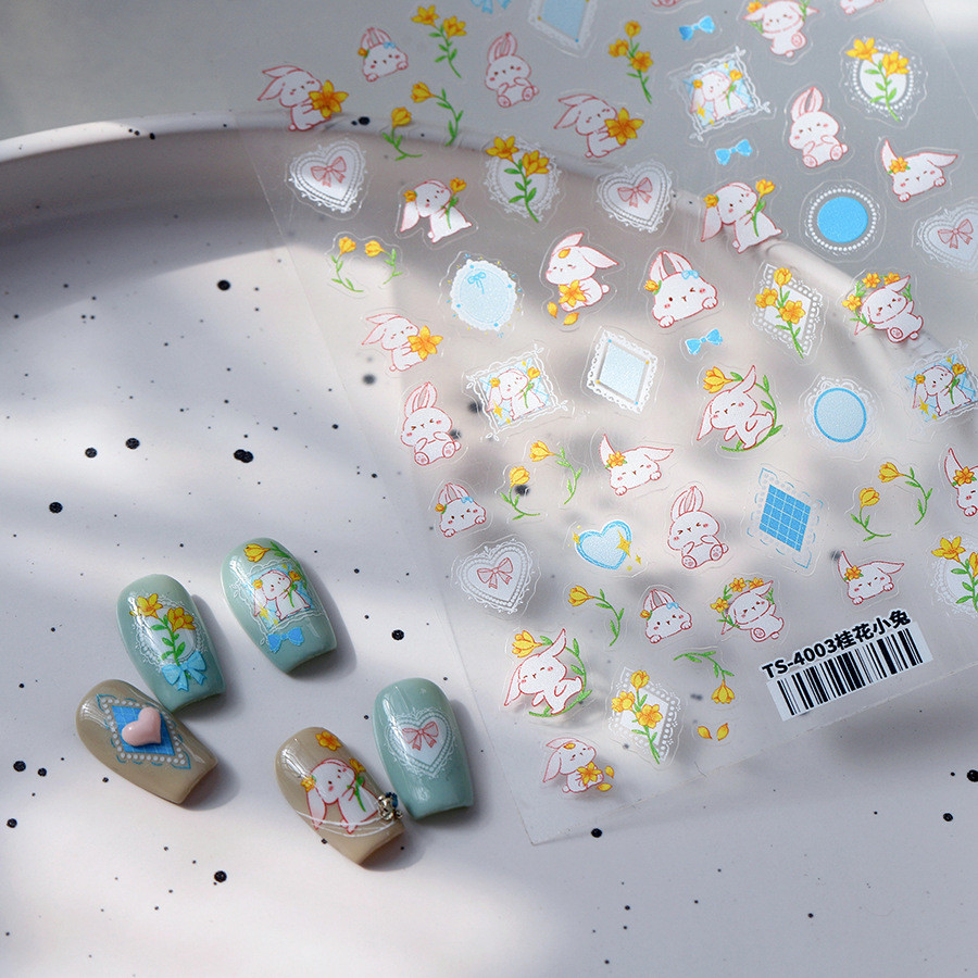 [Meow.Sensei] สติ๊กเกอร์เล็บแม่เหล็ก 5D นูน TS-4003 ลายกระต่าย Osmanthus Pro แบบบางโปร่งใส 3D ...