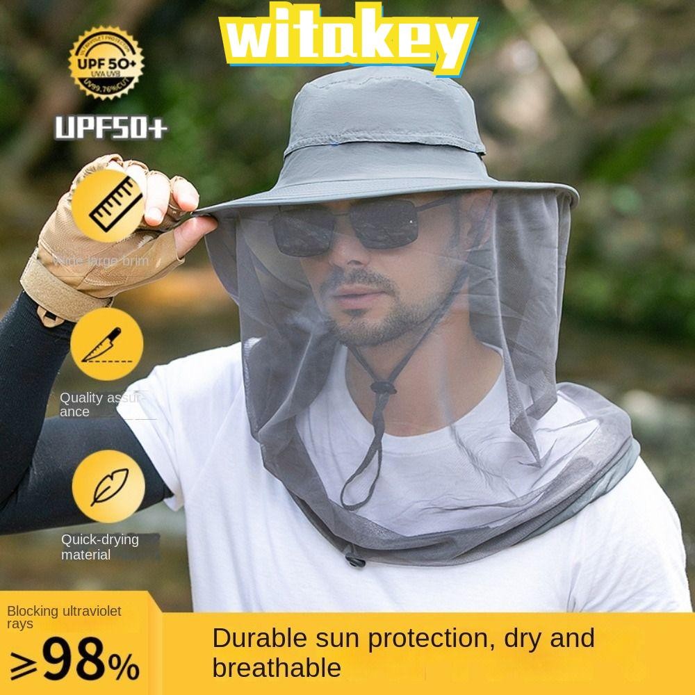 Witakey หมวกกันยุง, หมวกกันแมลงระบายอากาศกลางแจ้ง, แฟชั่นแห้งเร็วใบหน้าคอป้องกันหมวกฤดูร้อน ...