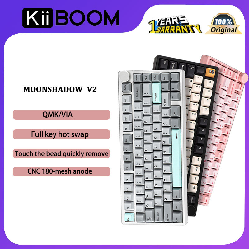 Kiiboom Moonshadow V2 Custom Mechanical Keyboard QMK/VIA Hot Swaddable คีย์บอร์ดสําหรับไร้สาย ...