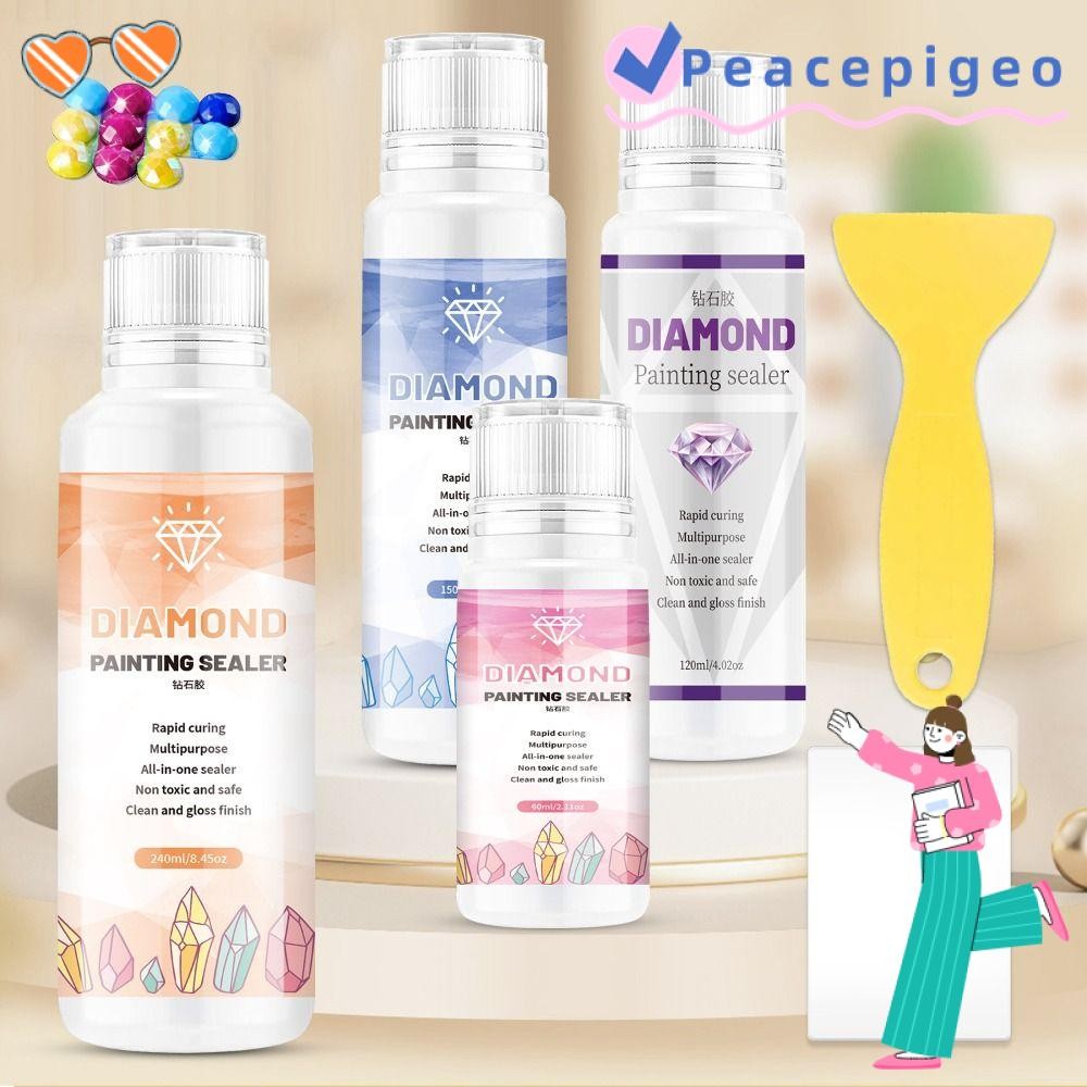 Peacepigeo เครื่องซีลภาพวาดเพชร, 120ML Anti Falling DIY Conserver, ความสว่างโปร่งใส PVA ...